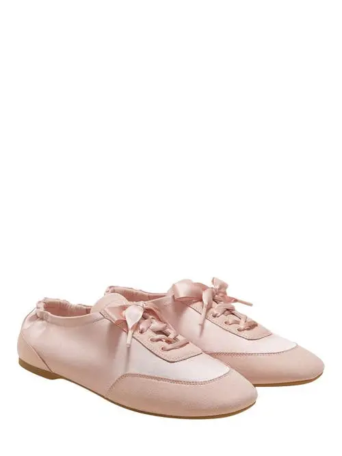 Vivaia Square-toe Lace-up Ballerina Sneakers - Peach Blush