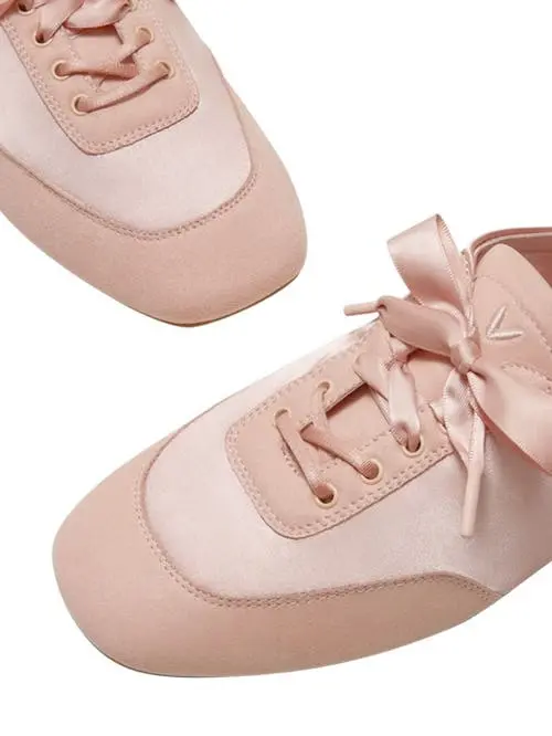 Vivaia Square-toe Lace-up Ballerina Sneakers - Peach Blush
