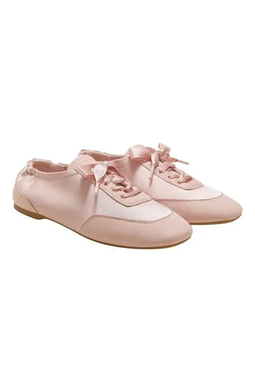 Vivaia Cristina Square-toe Satin Ballet Sneakers - Peach Blush