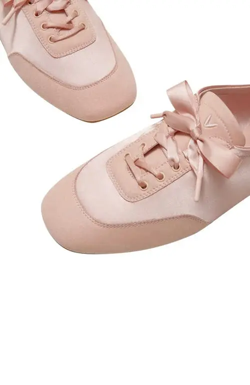 Vivaia Cristina Square-toe Satin Ballet Sneakers - Peach Blush