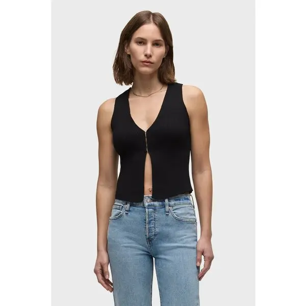 Hudson Jeans Sleeveless V-neck Sweater - Black