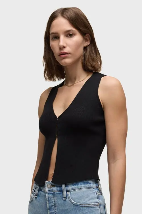 Hudson Jeans Sleeveless V-neck Sweater - Black