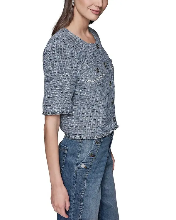 Karl Lagerfeld Paris Short Sleeve Tweed Jacket