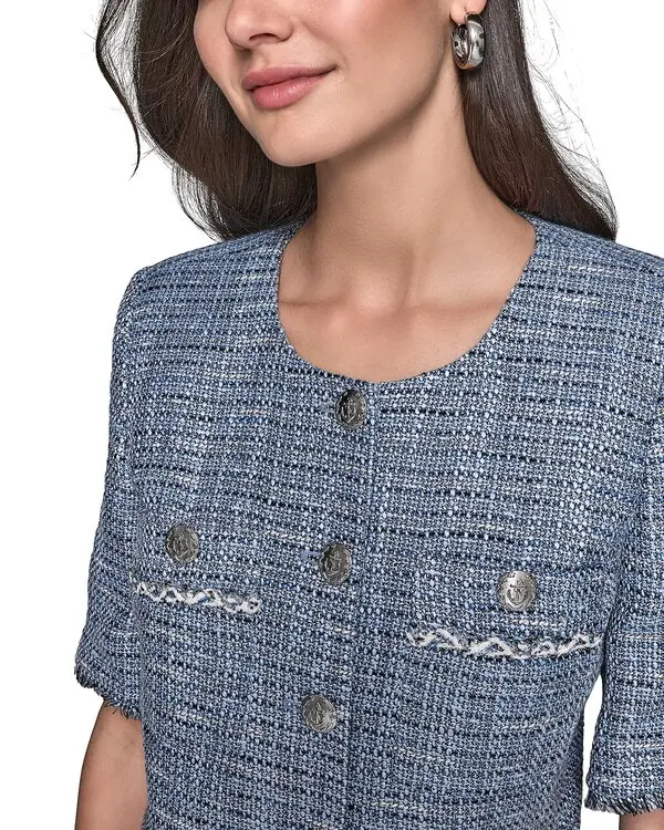 Karl Lagerfeld Paris Short Sleeve Tweed Jacket