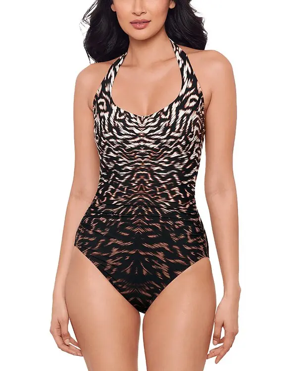 Miraclesuit Topkapi Utopia Halter One Piece Swimsuit - Black/multi