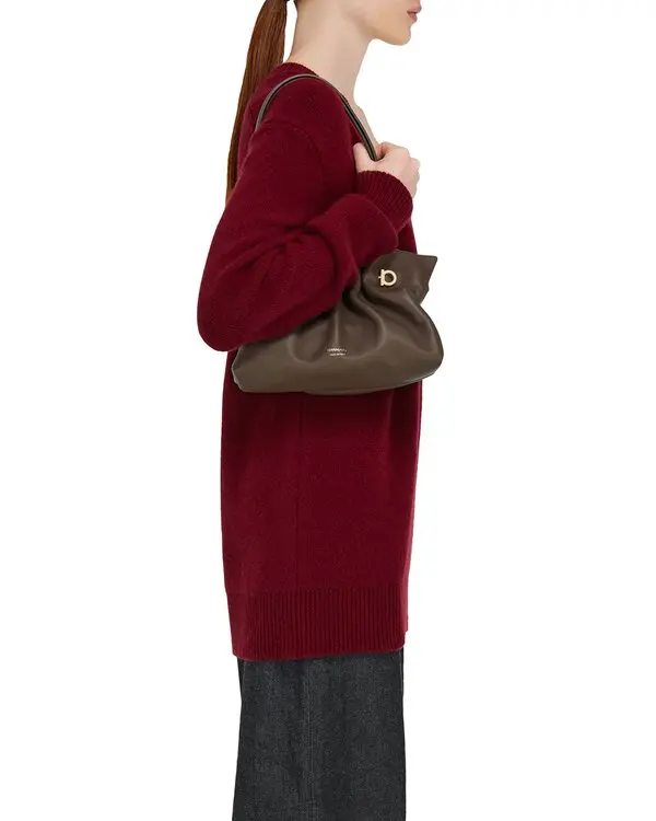 FERRAGAMO Piercing Shoulder Bag - Concrete