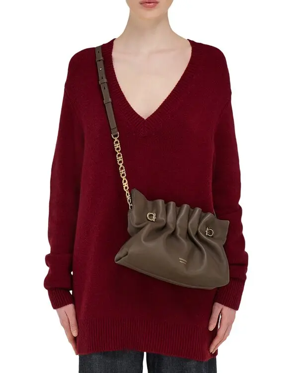 FERRAGAMO Piercing Shoulder Bag - Concrete