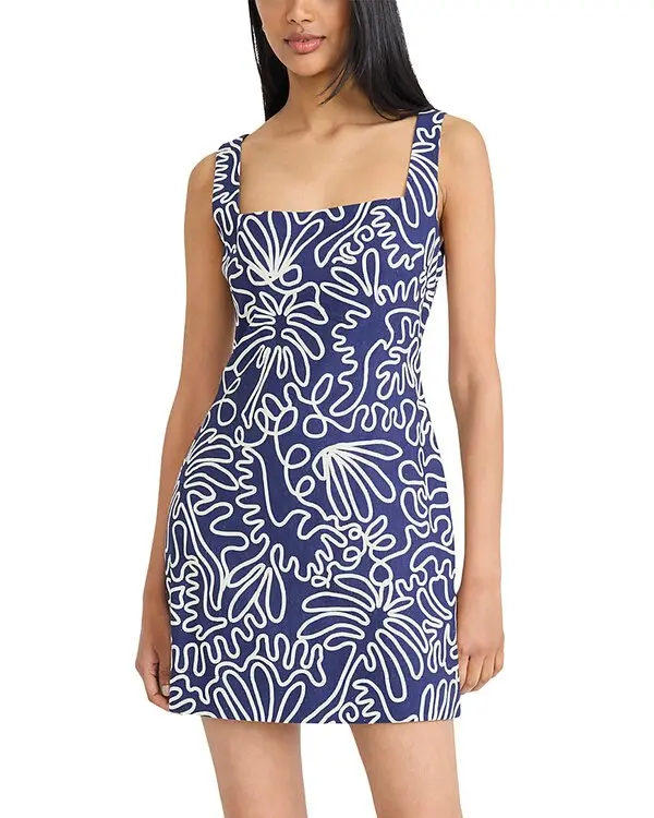 THE GOOD JOURNEY Square Neck Mini Dress - Navy/ Ivory