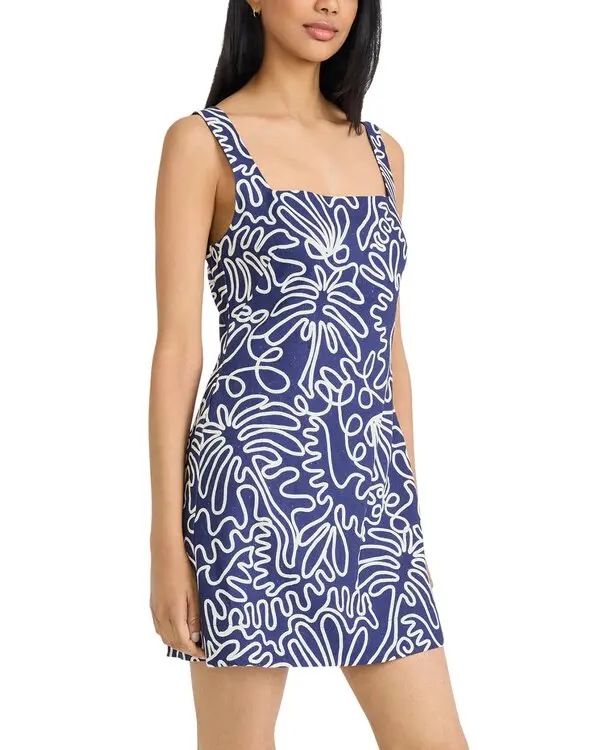 THE GOOD JOURNEY Square Neck Mini Dress - Navy/ Ivory