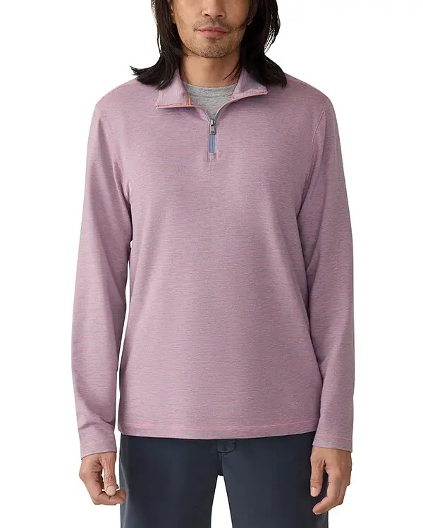 Faherty Brand Movement Quarter Zip Sweater - Rose Creek Stripe