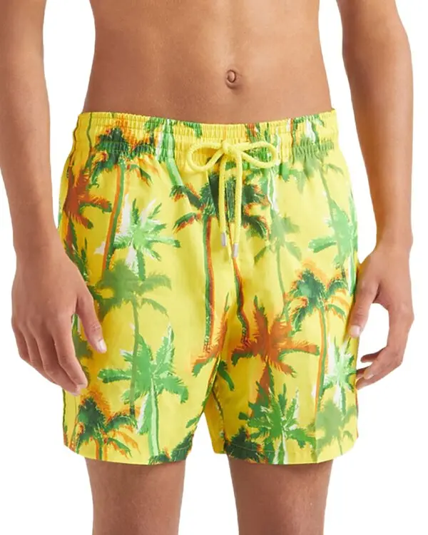 Vilebrequin Palms Offset Ultralight & Packable 5.5" Swim Trunks - Soleil Sun