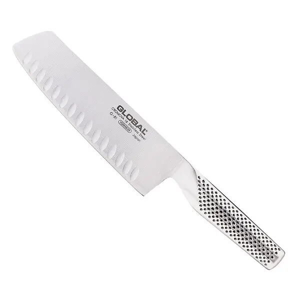 GLOBAL Stainless Steel 6 Hollow Edge Nakiri Vegetable Knife - Silver
