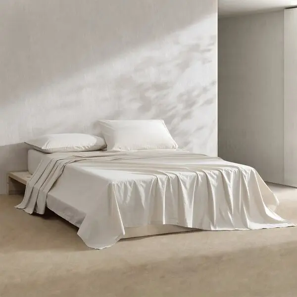 Calvin Klein Washed Percale Cotton Sheet Set, Twin - Light Beige