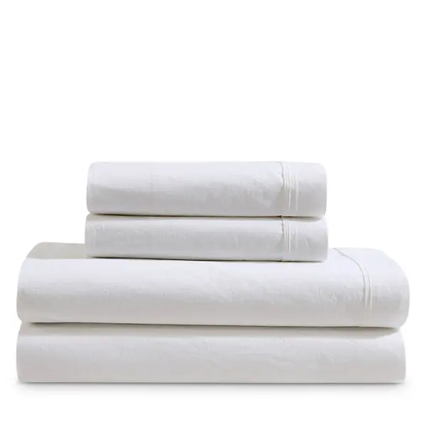 Calvin Klein Washed Percale Cotton Sheet Set, Twin - White