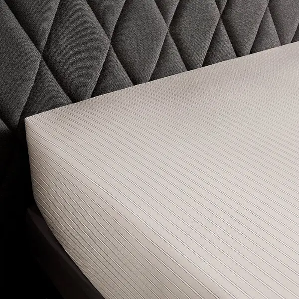 ANNE DE SOLENE Journey Striped Sateen Fitted Sheet, Queen - Sable