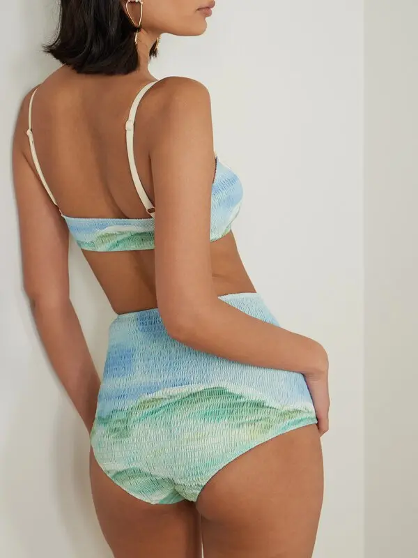 ALEMAIS Emerald Cove Shirred Printed Bikini Briefs