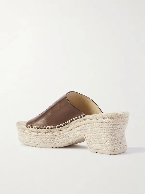 Loewe Paula's Ibiza Leather Platform Wedge Sandals