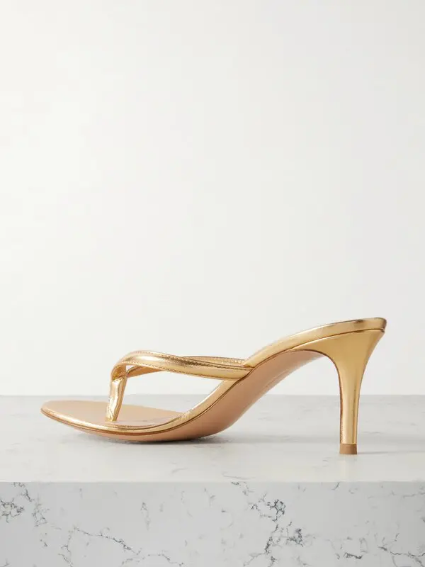 GIANVITO ROSSI Calypso 70 Metallic Leather Sandals - Gold