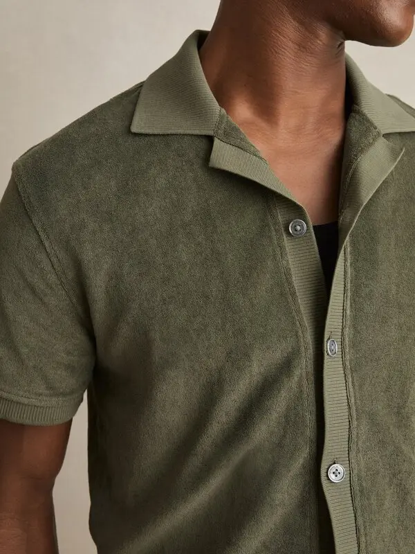 REISS Eden Cotton Blend Towelling Shirt