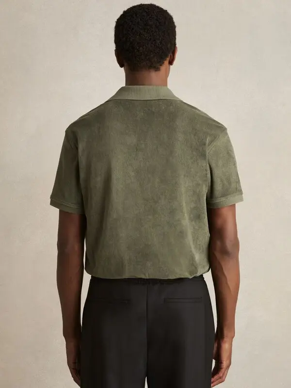 REISS Eden Cotton Blend Towelling Shirt