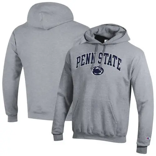 Champion Penn State Nittany Lions Arched Logo Fleece Pullover Hoodie - Heather Gray