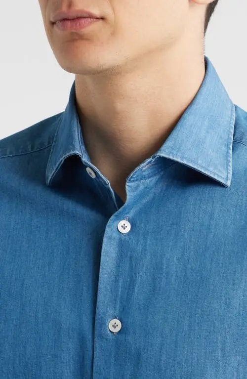 JACK VICTOR Reed Cotton Chambray Button-up Shirt