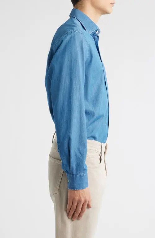 JACK VICTOR Reed Cotton Chambray Button-up Shirt