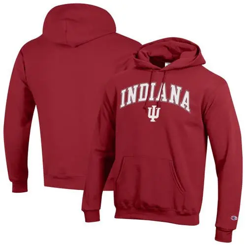 Champion Indiana Hoosiers Arched Logo Fleece Pullover Hoodie - Crimson