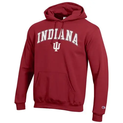 Champion Indiana Hoosiers Arched Logo Fleece Pullover Hoodie - Crimson