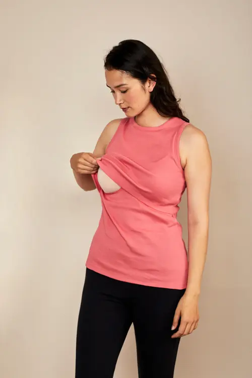 THE BSHIRT Nursing Rib Racer Vest - Rose