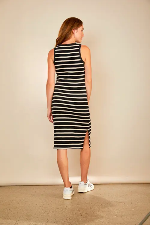 THE BSHIRT Sleeveless Nursing Dress - Black / White Stripe