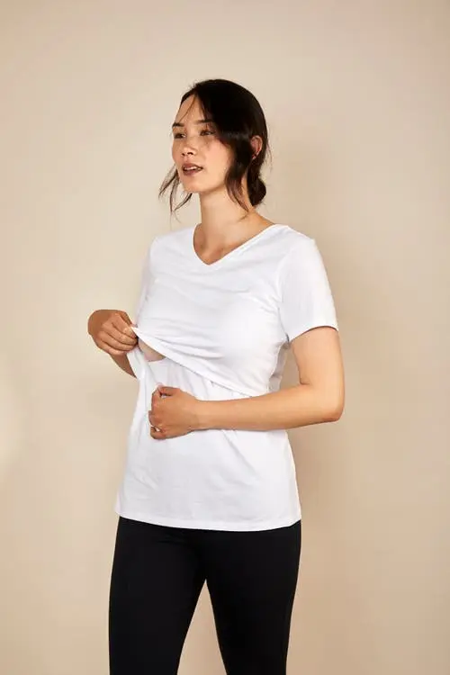THE BSHIRT Nursing V-neck T-shirt - White