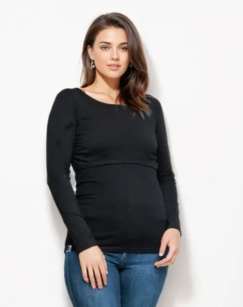 THE BSHIRT Nursing Long Sleeve Top - Black