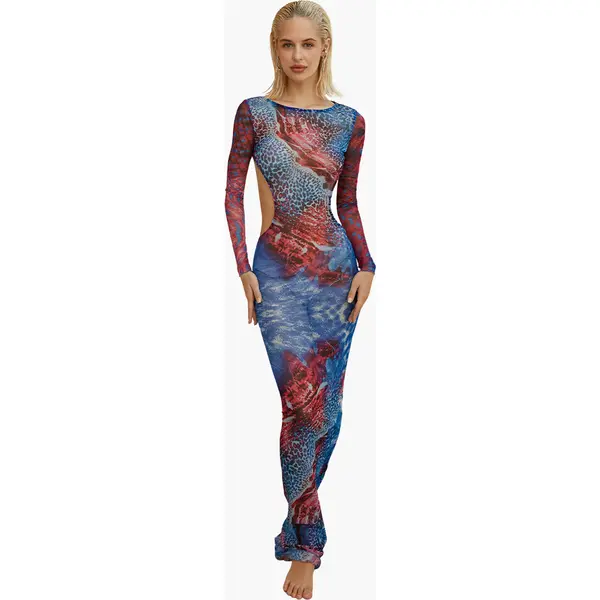 LUNA B Bia Maxi Dress - Blue Pattern