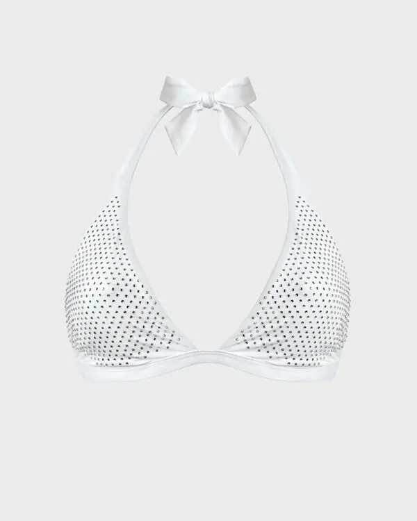 Vilebrequin Halter Bikini Top Strass Swimwear Flecha - White