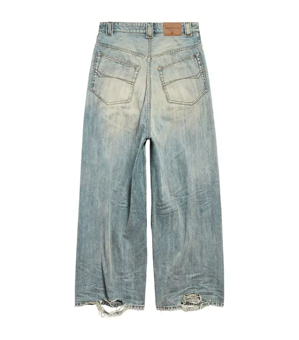 Balenciaga Logo Embroidered Wide-leg Jeans
