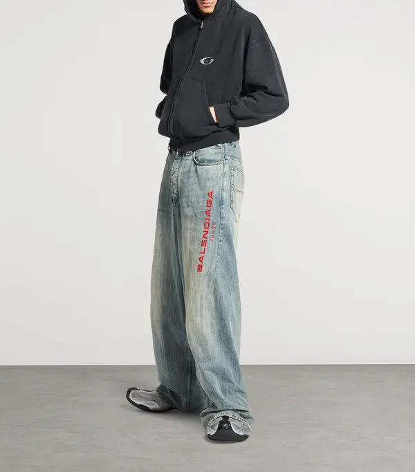 Balenciaga Logo Embroidered Wide-leg Jeans