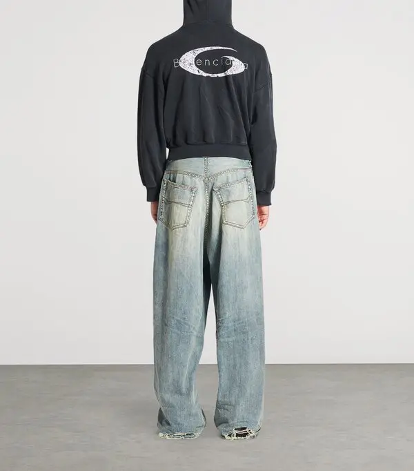 Balenciaga Logo Embroidered Wide-leg Jeans