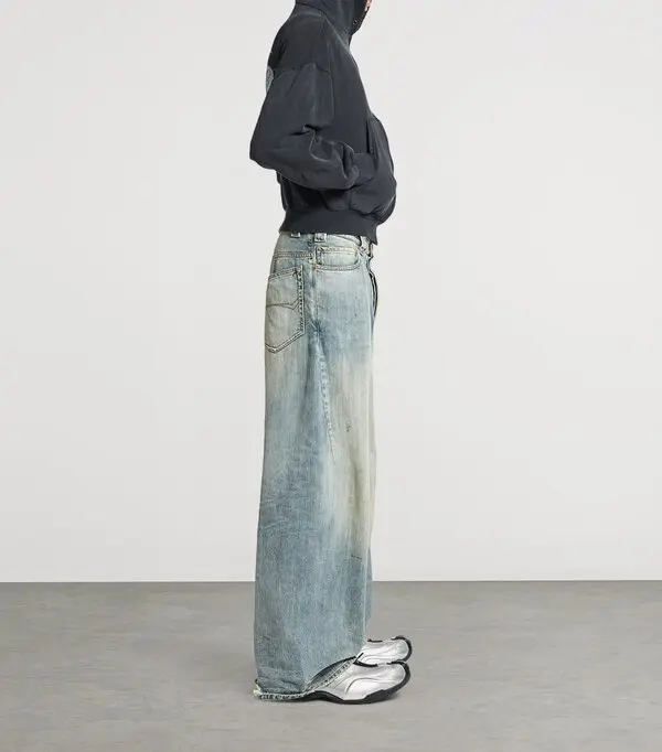 Balenciaga Logo Embroidered Wide-leg Jeans