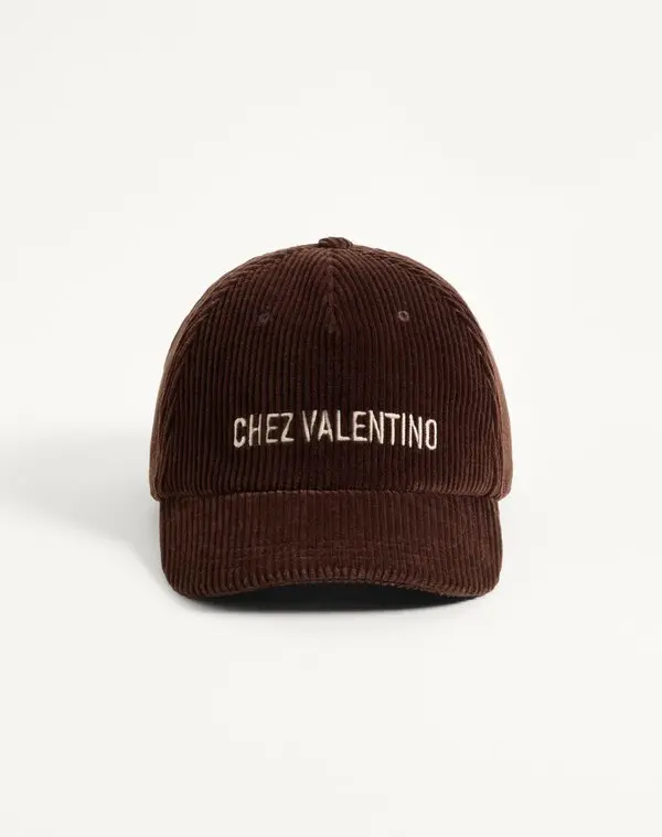 Valentino Garavani Chez Velvet Baseball Cap - Brown