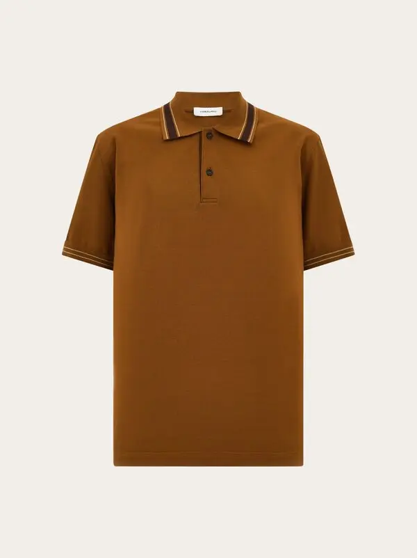 FERRAGAMO Short Sleeve Polo Shirt - Brown