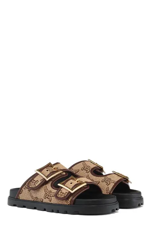 Mcm Lauretos Raffia Jacquard Sandals