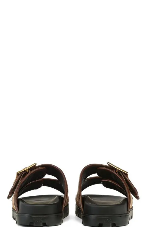 Mcm Lauretos Raffia Jacquard Sandals