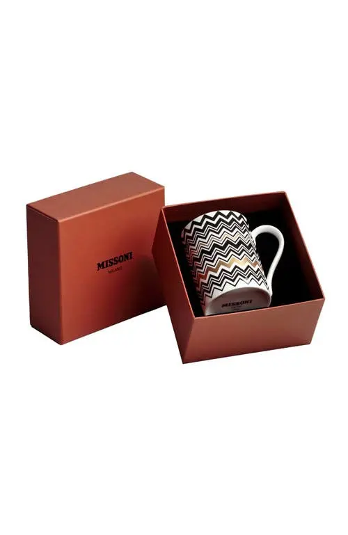 MISSONI HOME TABLEWARE Mug Cup Zig Zag In Luxury Box Gold Diam. 3", H 3.9 - Multicolor