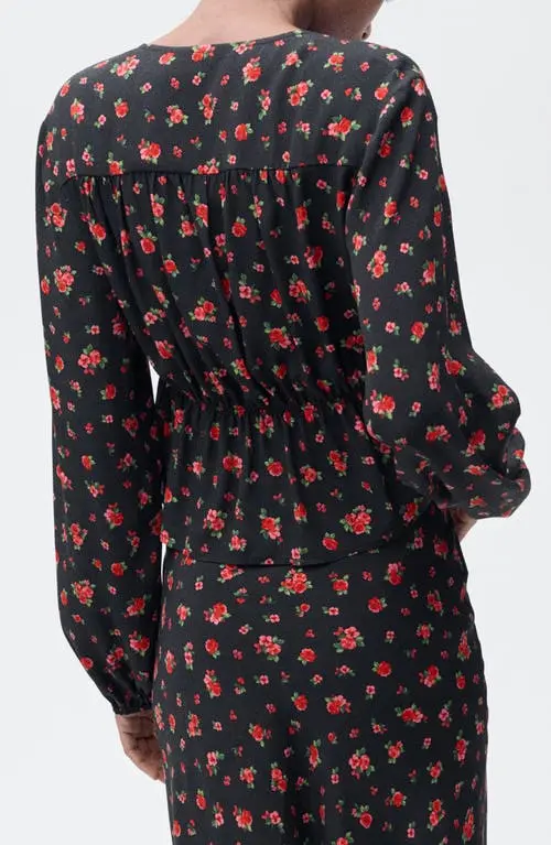 Mango Floral Tie-front Top