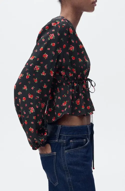 Mango Floral Tie-front Top