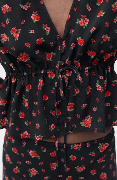 Mango Floral Tie-front Top