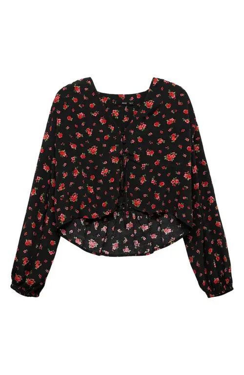 Mango Floral Tie-front Top