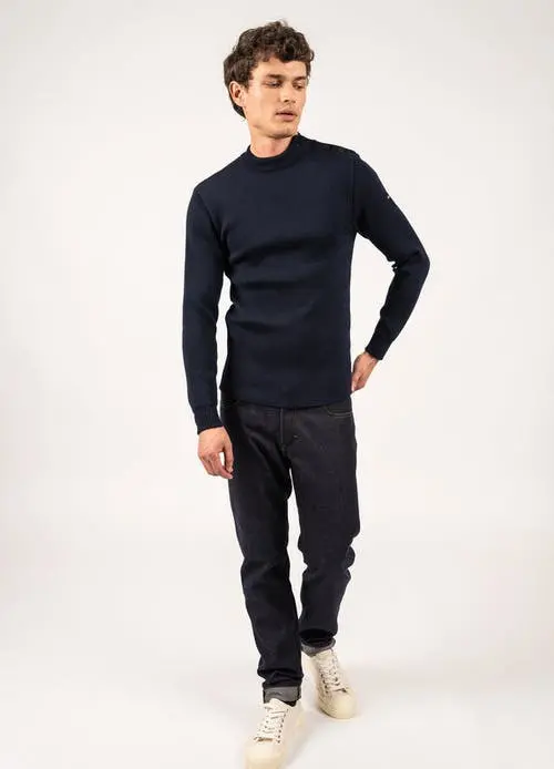 Saint James Matelot Wool Fisherman Sweater - Navy
