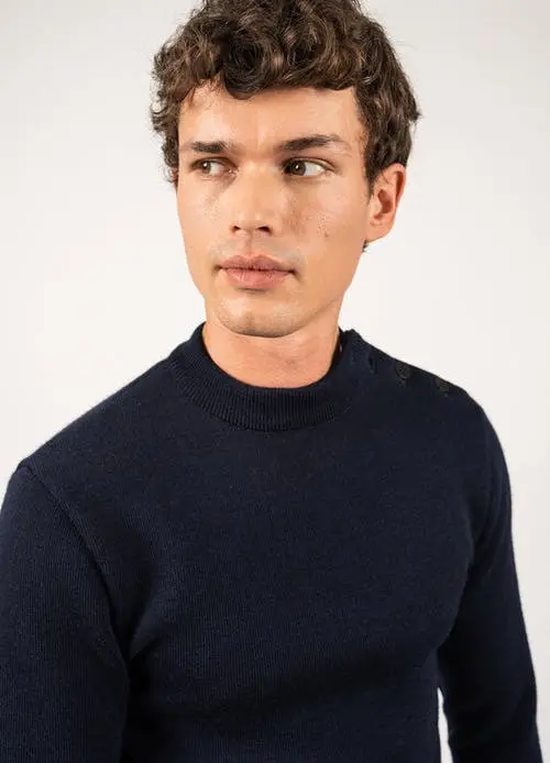 Saint James Matelot Wool Fisherman Sweater - Navy